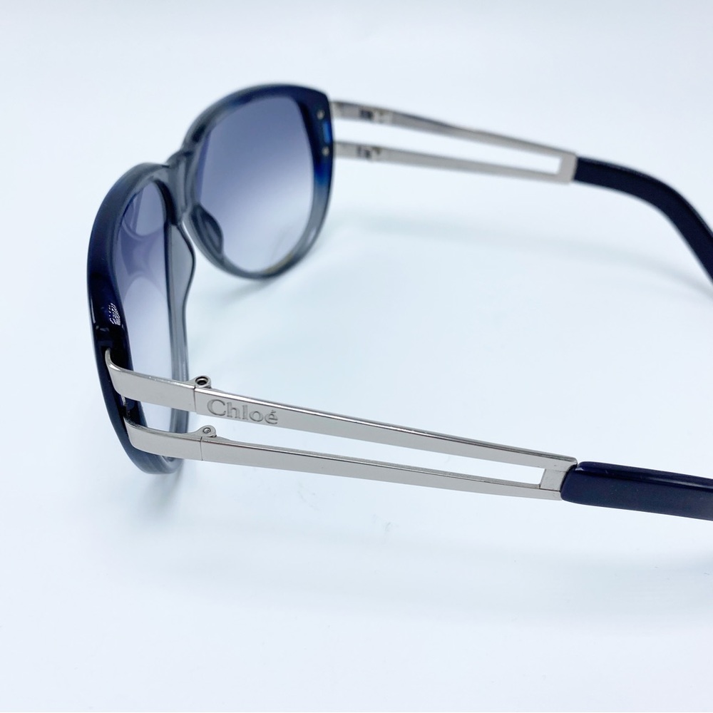 Chloe Blue Gray Gradient Ombre Oversized Sunglasses W… - Gem